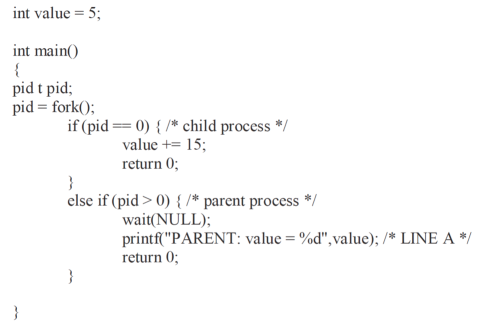 Solved int value = 5; int main() { pid t pid; pid = fork(); | Chegg.com