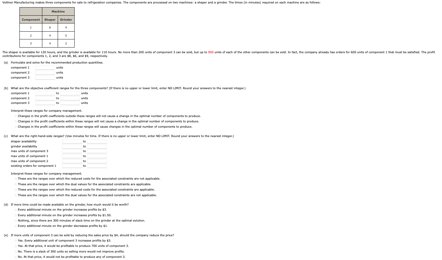 Solved B What Are The Objective Coefficient Ranges For The