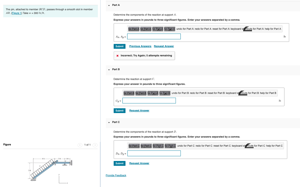 Solved The pin, attached to member BCD, passes through a | Chegg.com