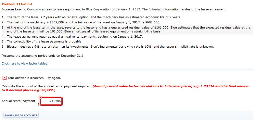 Solved Problem 21A-6 b-f Blossom Leasing Company agrees to | Chegg.com