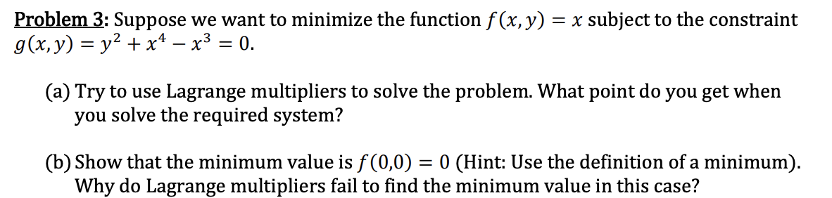 Solved Problem 3: Suppose we want to minimize the function | Chegg.com