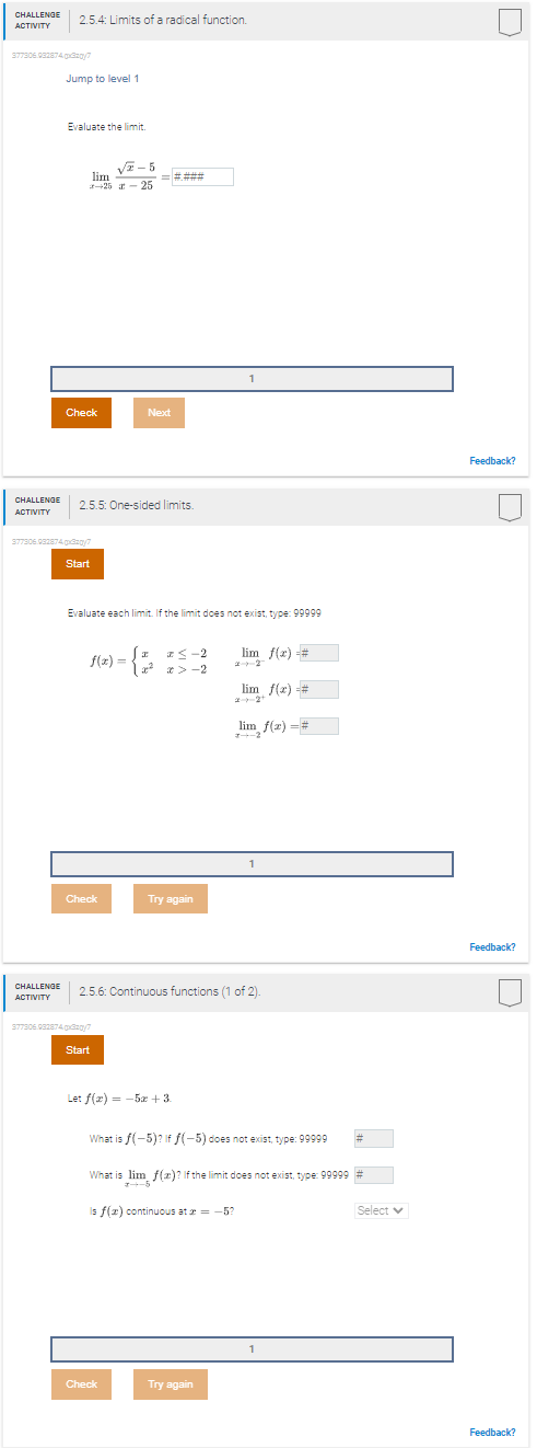 Solved CHALLENGE ACTIVITY 2.5.4: Limits of a radical | Chegg.com