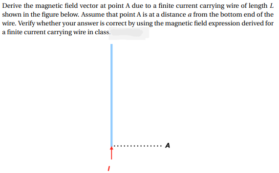 Solved Derive the magnetic field vector at point A due to a | Chegg.com
