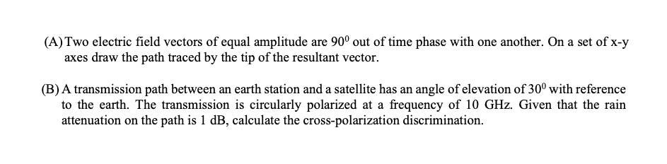 Solved (A) Two electric field vectors of equal amplitude are | Chegg.com