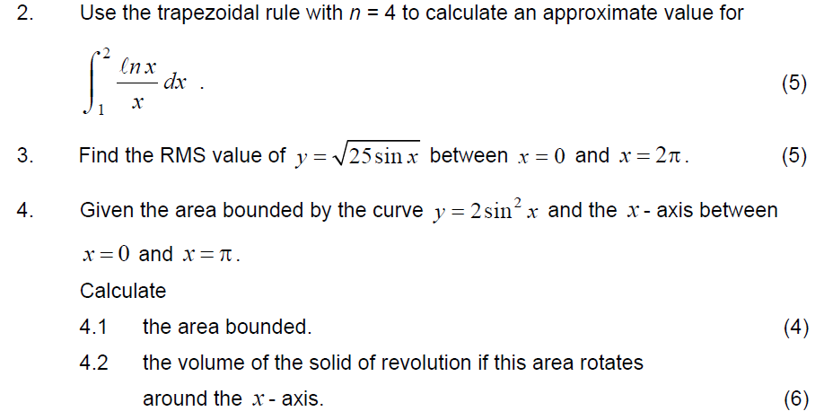 Solved 2. Use the trapezoidal rule with n = 4 to calculate | Chegg.com