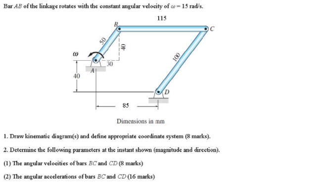 Solved Bar AB of the linkage rotates with the constant | Chegg.com