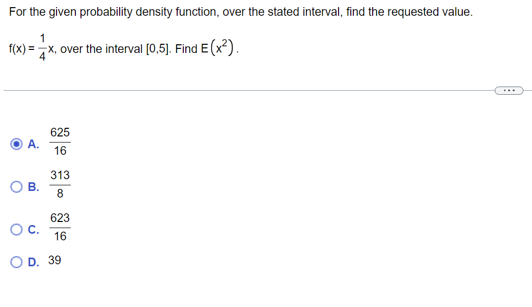 Solved For the given probability density function, over the | Chegg.com