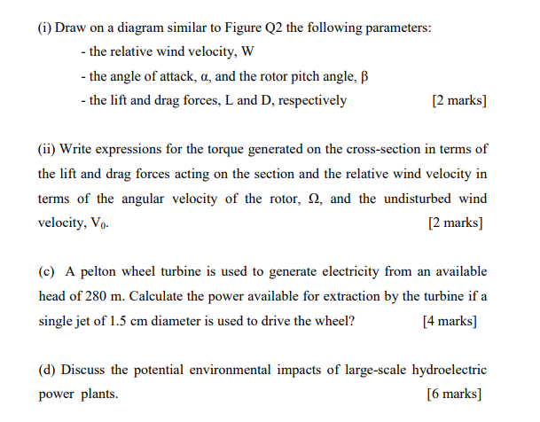 Solved 2. (a) The tip-speed ratio, , for a wind turbine is | Chegg.com