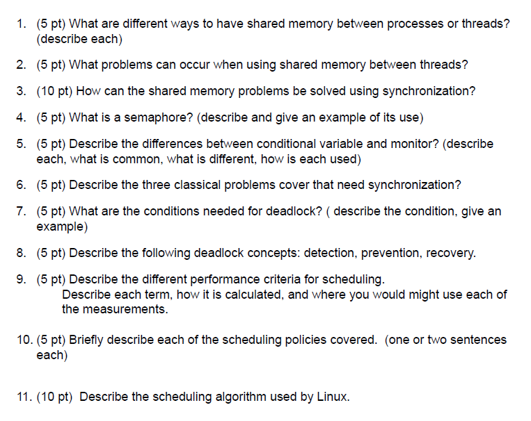 Solved 1. (5 pt) What are different ways to have shared | Chegg.com
