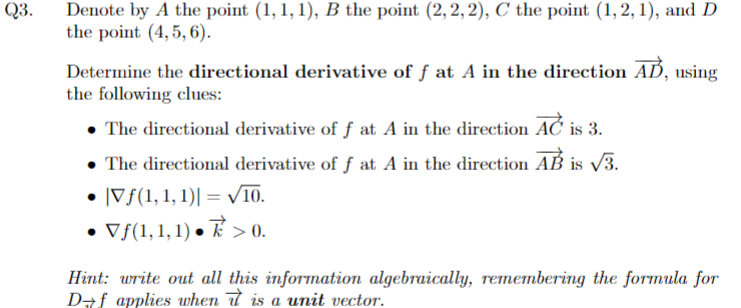 Solved Q3. ﻿Denote by A the point (1,1,1),B ﻿the point | Chegg.com
