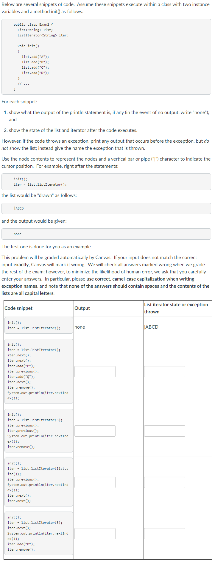 Below are several snippets of code. Assume these | Chegg.com