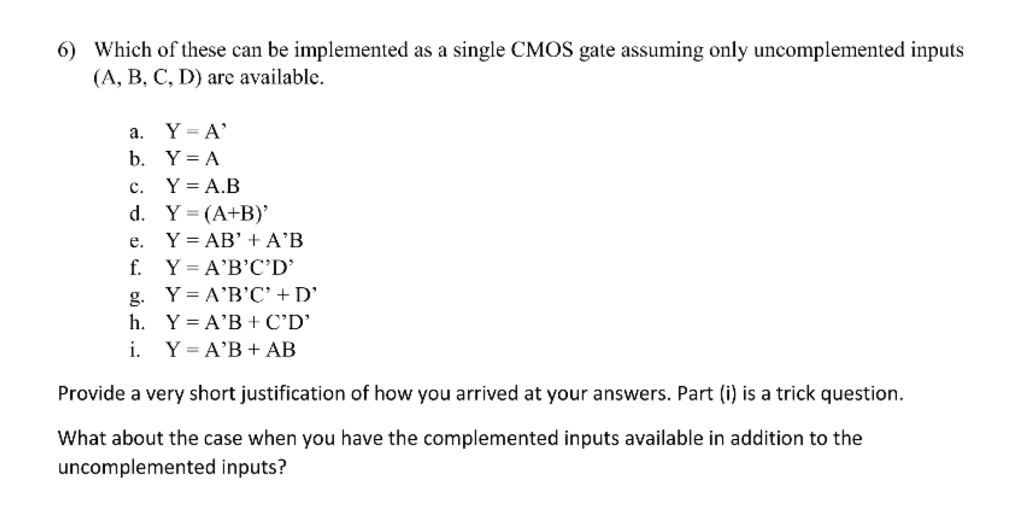Solved Which of these can be implemented as a single CMOS | Chegg.com