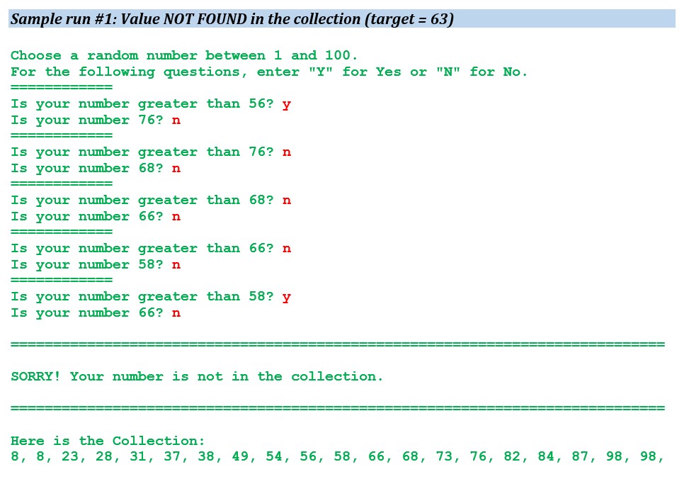 Solved In this assignmentSample run #1: Value NOT FOUND in | Chegg.com
