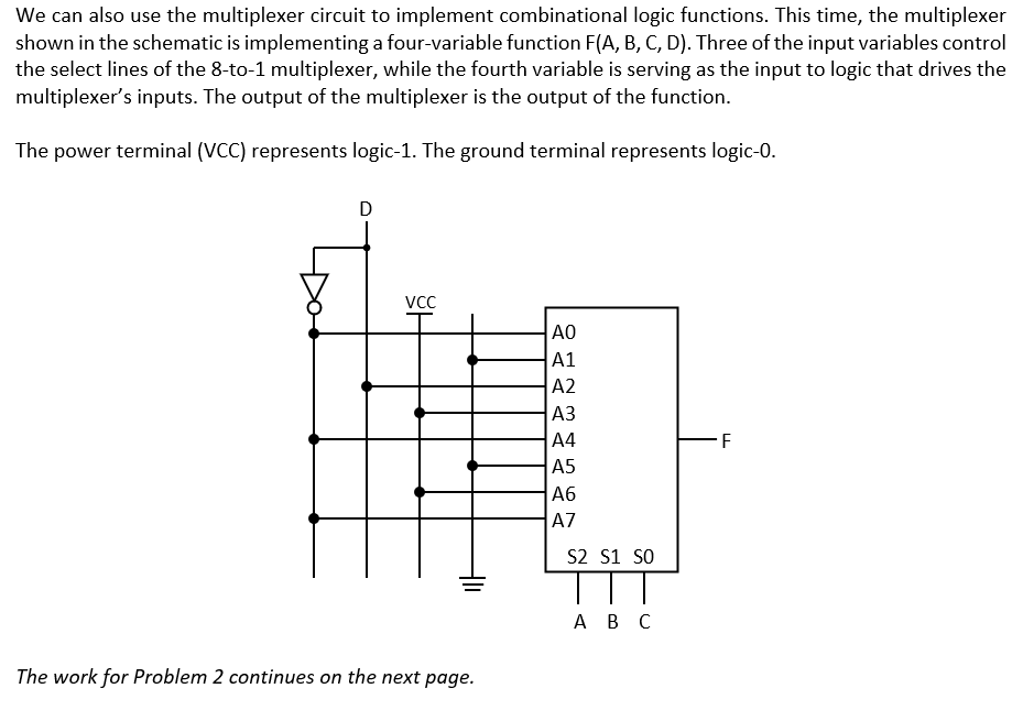 Solved We can also use the multiplexer circuit to implement | Chegg.com