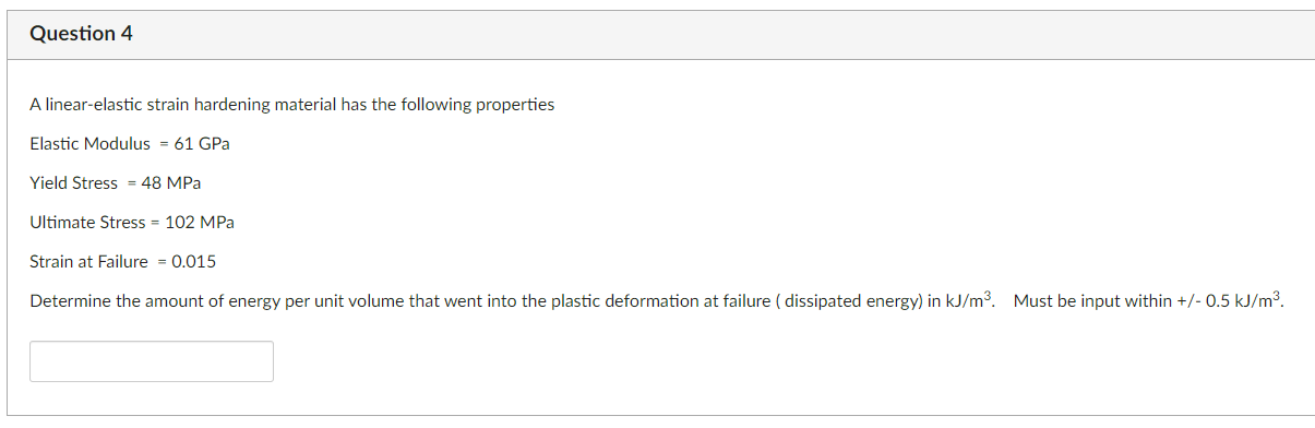 Solved Question 4 A linear-elastic strain hardening material | Chegg.com