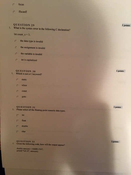 Solved What is the syntax error in the following C | Chegg.com