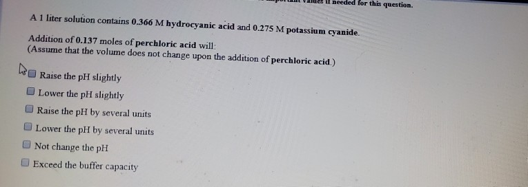 Solved A 1 liter solution contains 0.366 M hydrocyanic acid | Chegg.com