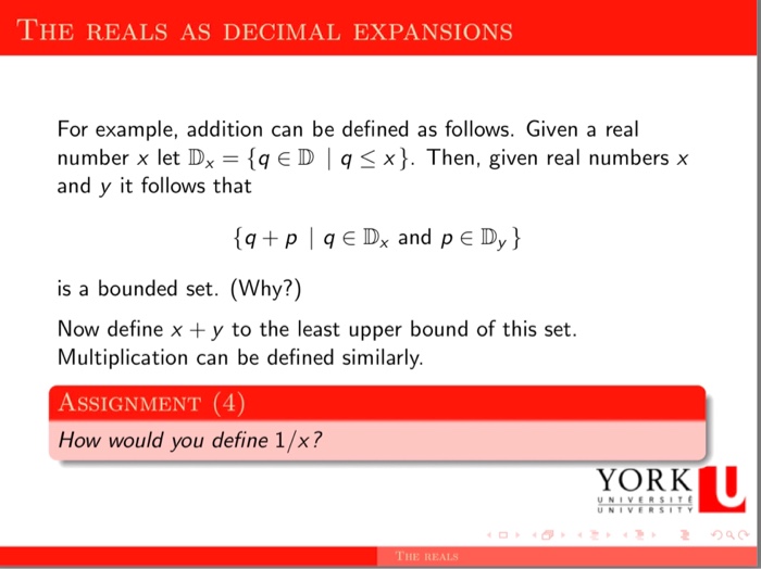 Solved THE REALS AS DECIMAL EXPANSIONS For example, addition | Chegg.com