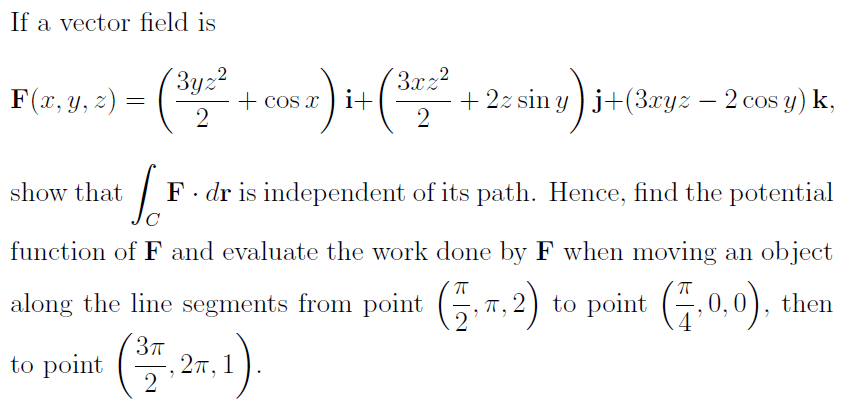 Solved If a vector field | Chegg.com