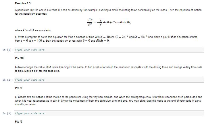 Solved Exercise 8.5 A pendulum like the one in Exercise 8.4 | Chegg.com