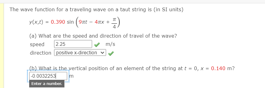 Solved The wave function for a traveling wave on a taut | Chegg.com
