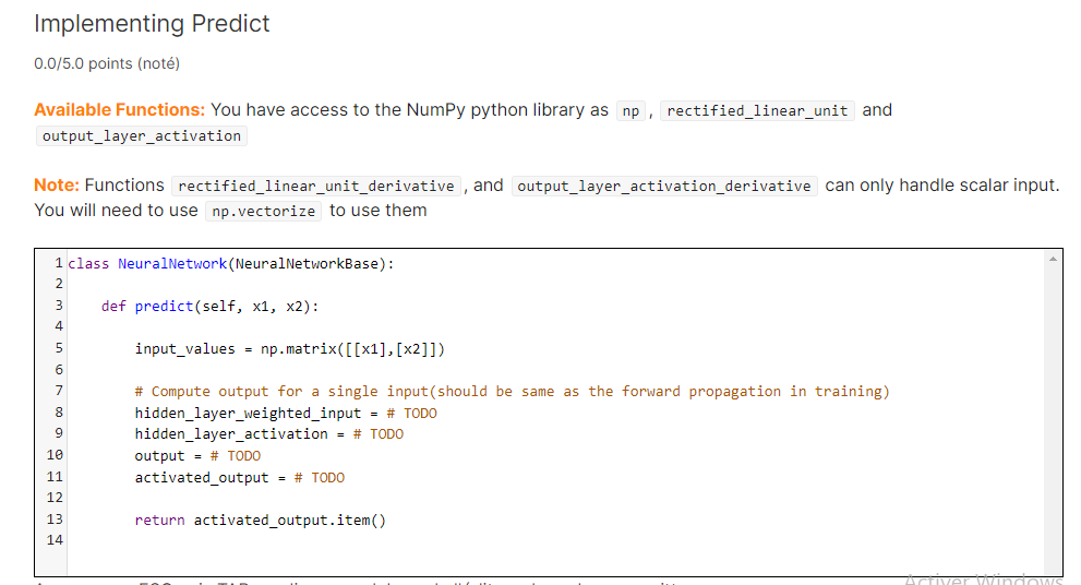 Solved Implementing Predict 0.0/5.0 points (noté) Available | Chegg.com