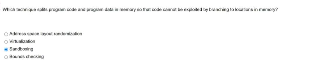 Solved Which technique splits program code and program data | Chegg.com