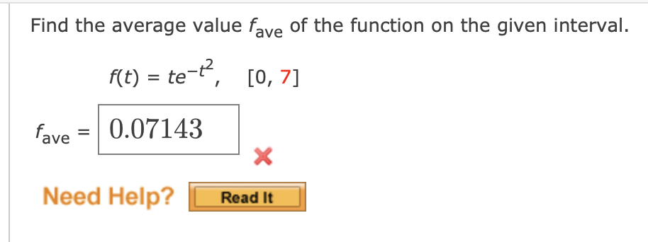 Solved Find the average value fave of the function on the | Chegg.com