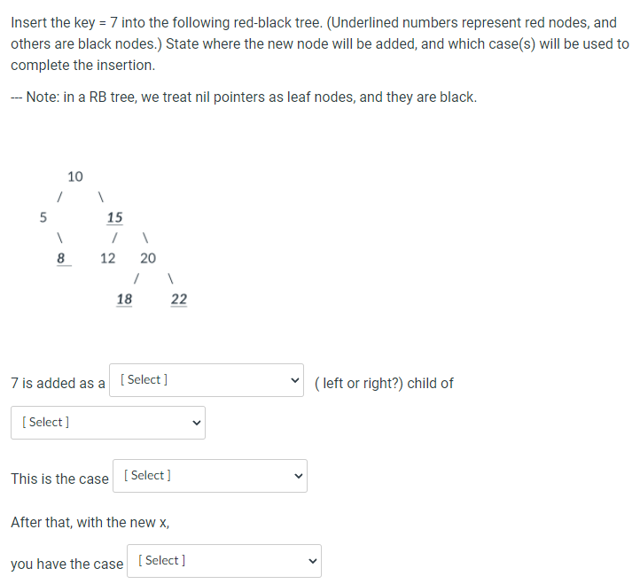Solved Insert the key = 7 into the following red-black tree. | Chegg.com