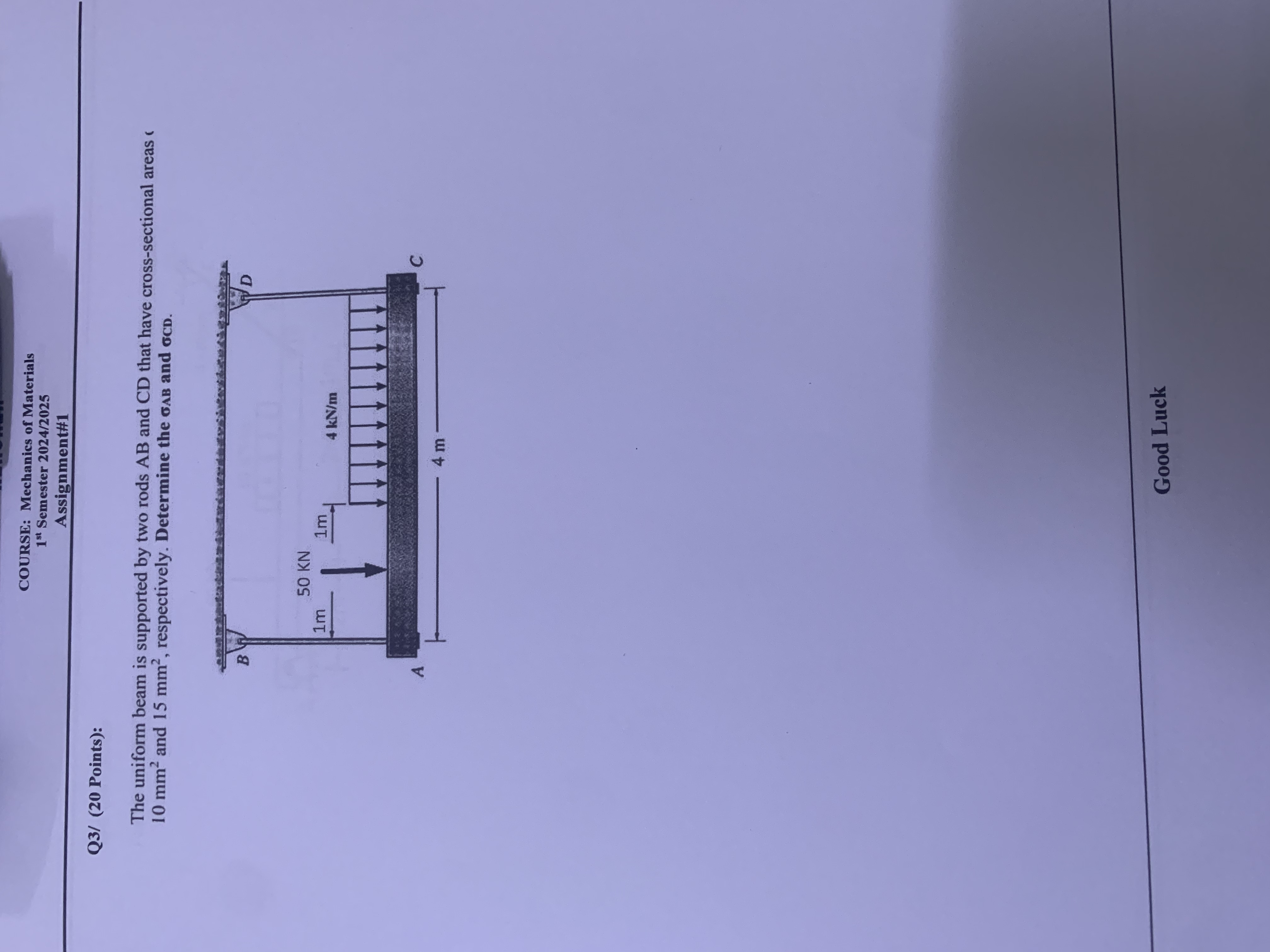 Solved COURSE: Mechanics of Materials1st ﻿Semester | Chegg.com