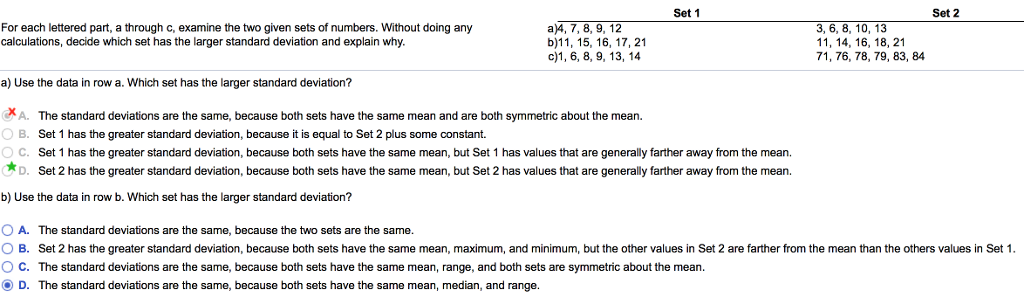 Solved Set 1 Set 2 For each lettered part, a through c, | Chegg.com