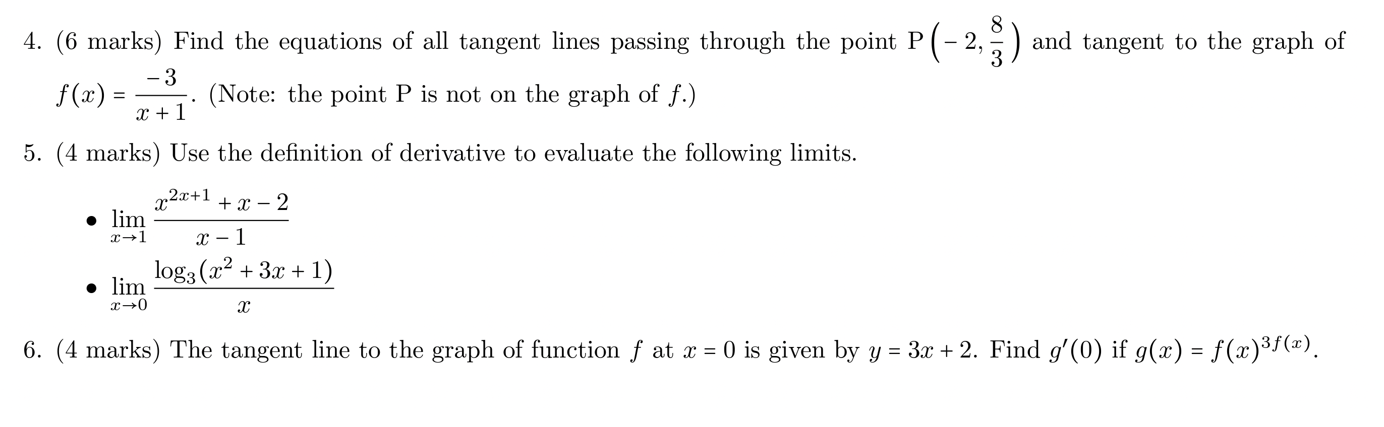 Solved 4. (6 marks) Find the equations of all tangent lines | Chegg.com