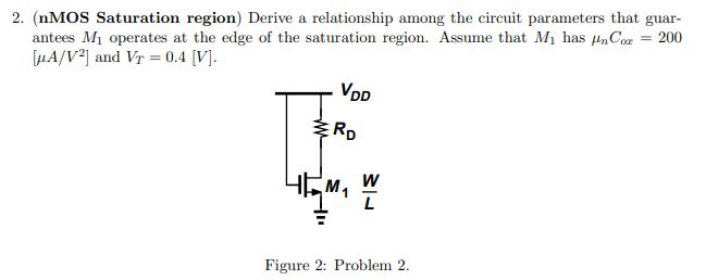 Solved = 200 2. (nMOS Saturation region) Derive a | Chegg.com