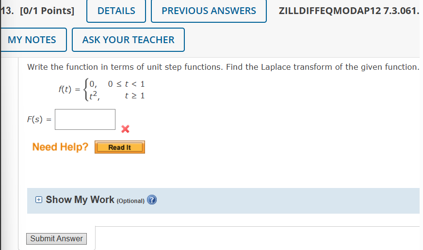 Solved 0/1 Points] ZILLDIFFEQMODAP12 7.3.061. Write the | Chegg.com