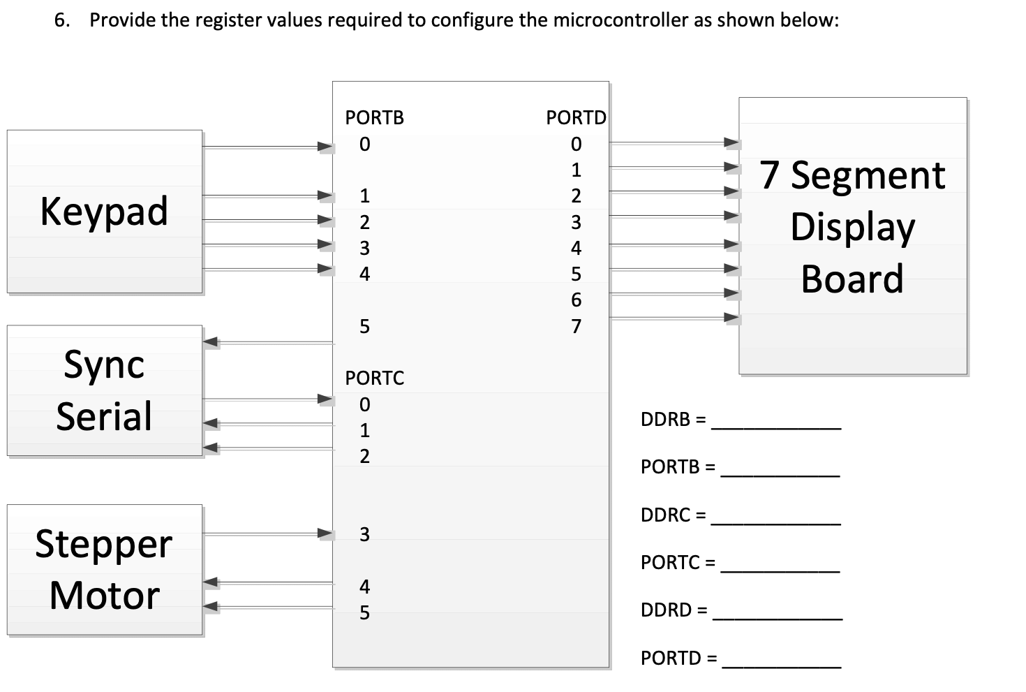Solved 6. Provide the register values required to configure | Chegg.com