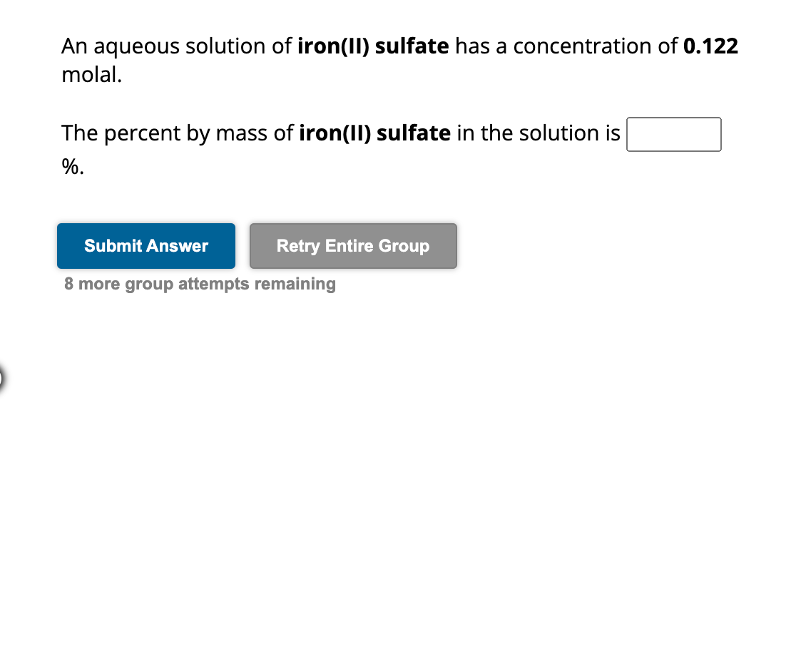 Solved An aqueous solution of iron(II) sulfate has a | Chegg.com