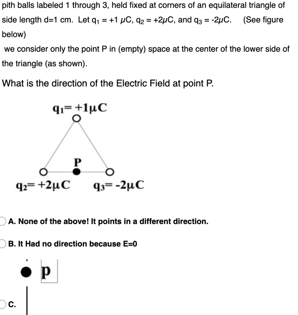 Solved pith balls labeled 1 through 3, held fixed at corners | Chegg.com