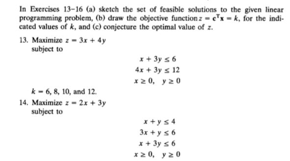 Solved In Exercises 13-16 (a) sketch the set of feasible | Chegg.com