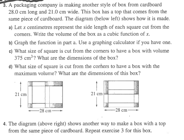 Solved 3. A packaging company is making another style of box | Chegg.com