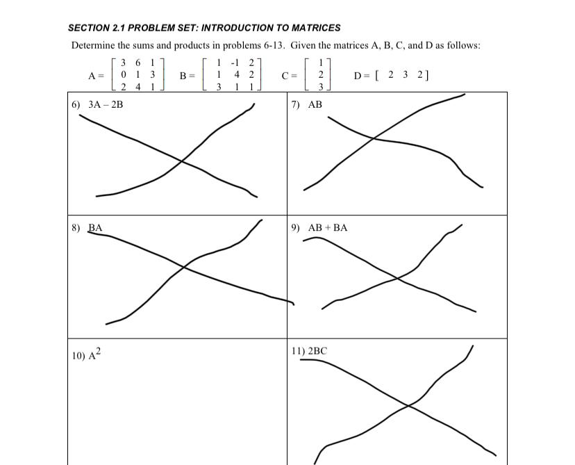 Solved SECTION 2.1 PROBLEM SET: INTRODUCTION TO MATRICES | Chegg.com