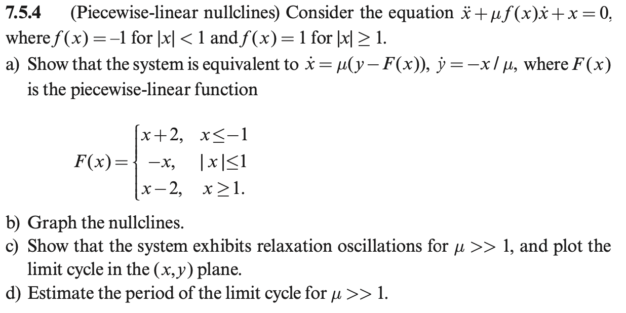 Solved 7.5.4 (Piecewise-linear nullclines) Consider the | Chegg.com