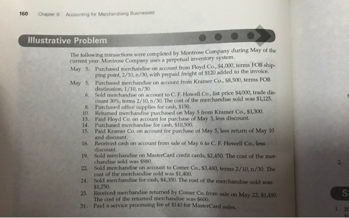 Solved 160 Chapter 6 Accounting for Merchandising Businesses | Chegg.com