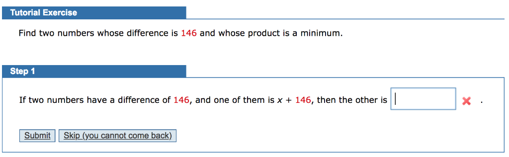 Solved Tutorial Exercise Find two numbers whose difference | Chegg.com Solved Tutorial Exercise Find two numbers whose difference | Chegg.com