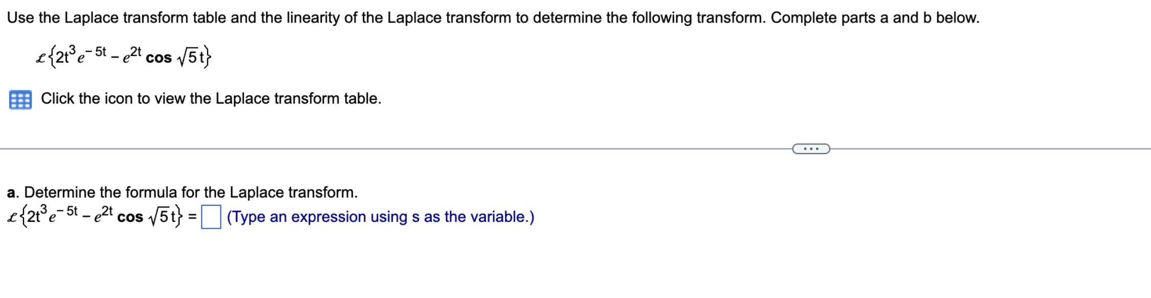 Solved Use the Laplace transform table and the linearity of | Chegg.com
