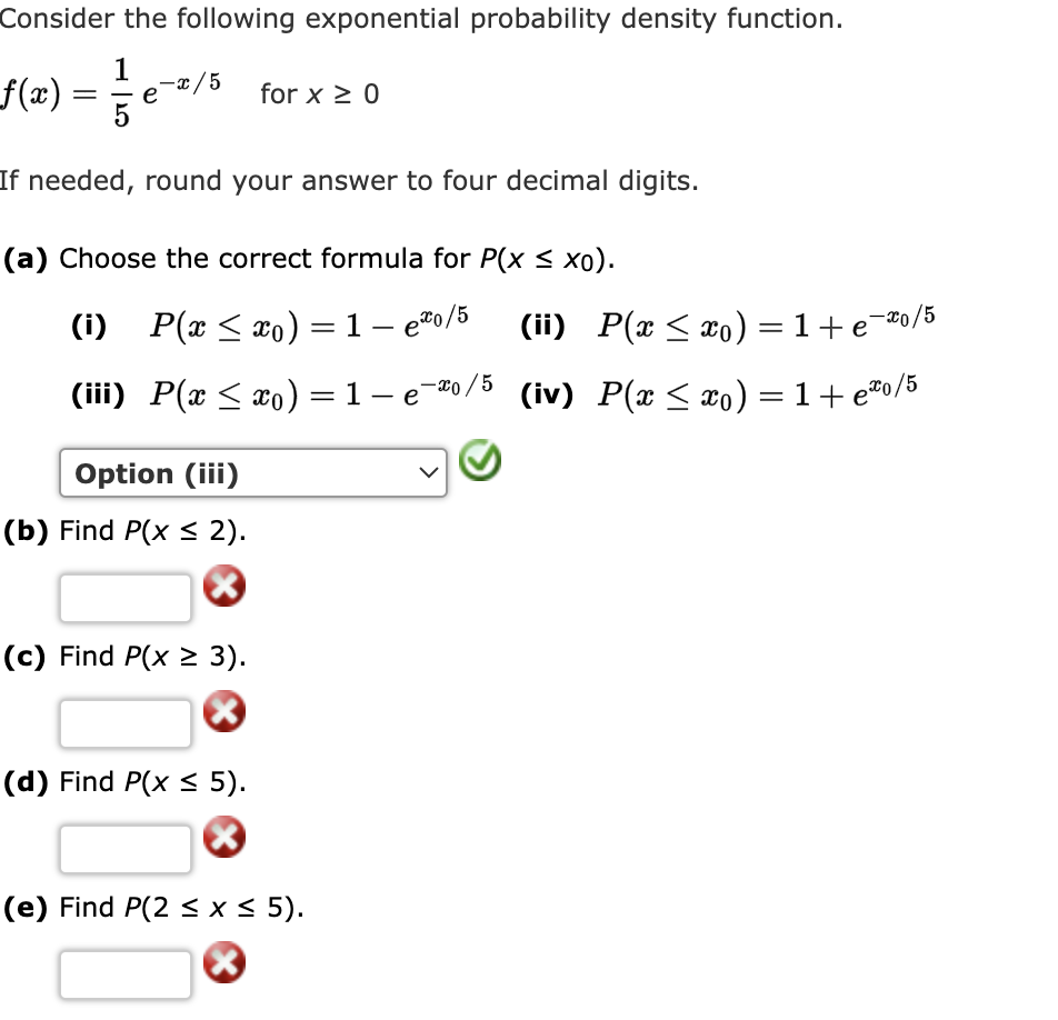 Solved Consider the following exponential probability | Chegg.com