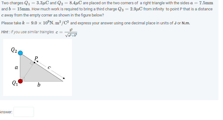 Solved Two charges Q1=3.3μC and Q2=8.4μC are placed on the | Chegg.com
