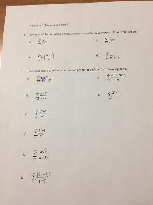 Calculus 2 Worksheets Calculus II Q&A Sheet