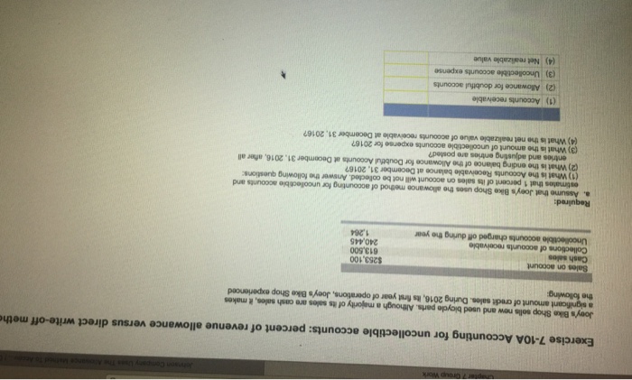 Solved Exercise 7-10A Accounting for uncollectible accounts. | Chegg.com