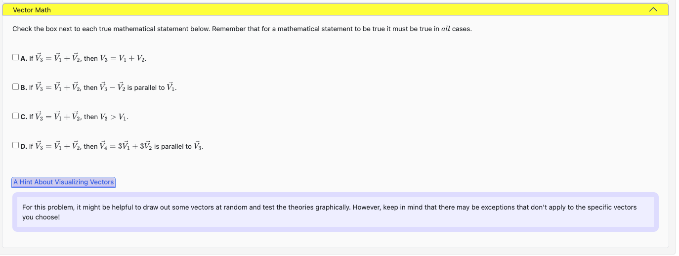 Solved Check the box next to each true mathematical | Chegg.com
