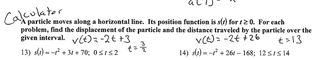 Solved Calculator A particle moves along a horizontal line. | Chegg.com